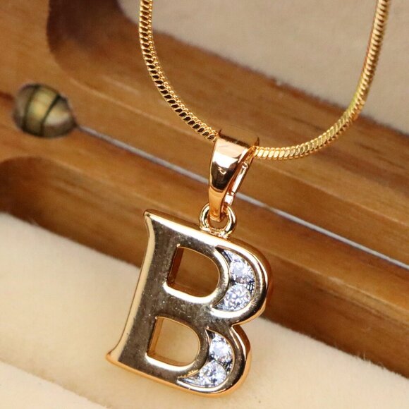 ACCEPT OFFER | Jewelry | Rose Gold Letter B Pendant With Crystals 8k ...